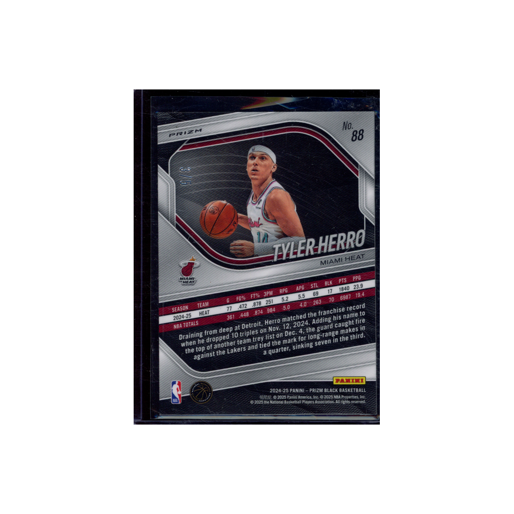 Tyler Herro 2024-25 Panini Prizm Black Basketball Gold Vinyl /5 – Zipster